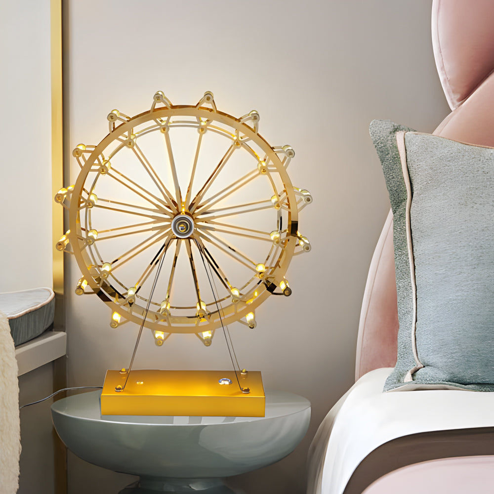 Iron Gold Ferris Wheel Table Lamp Integrated LED Touch Switch Desk Light